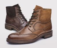 China Pointed Toe Mens Brown Leather Chelsea Boots , Leather Lace Up Ankle Boots For Party for sale