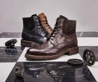China Pointed Toe Mens Brown Leather Chelsea Boots , Leather Lace Up Ankle Boots For Party for sale