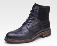 China Pointed Toe Mens Brown Leather Chelsea Boots , Leather Lace Up Ankle Boots For Party for sale