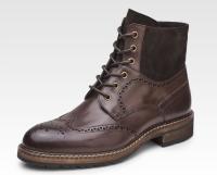 China Pointed Toe Mens Brown Leather Chelsea Boots , Leather Lace Up Ankle Boots For Party for sale