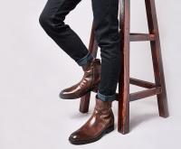 China British Carved Leisure Mens Ankle Boots Pointed Toe Brogue Style Chelsea Boots for sale