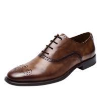China Lace Up Men Brogue Shoes Low Luxury Heel Dress Shoes With 37 - 48 Size for sale