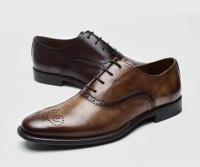 China Lace Up Men Brogue Shoes Low Luxury Heel Dress Shoes With 37 - 48 Size for sale
