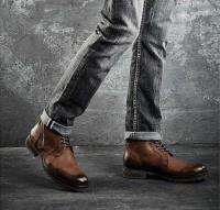 China Bullock Mens Brown Leather Dress Boots , Genuine Leather Martin Cowboy Boots for sale