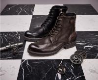 China Normal Size Mens Brown Chelsea Boots Full Grain Leather High Top Casual Shoes for sale