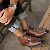 China Chukka Suede Leather Mens Leather Casual Shoes Brown Mens Lace Up Dress Boots for sale