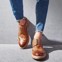 China Handmade Burnished Mens Formal Leather Shoes , Bespoke Mens Brown Lace Up Dress Shoes for sale