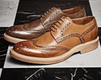 China Handmade Burnished Mens Formal Leather Shoes , Bespoke Mens Brown Lace Up Dress Shoes for sale