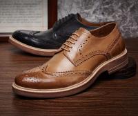 China Handmade Burnished Mens Formal Leather Shoes , Bespoke Mens Brown Lace Up Dress Shoes for sale