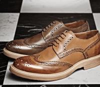 China Handmade Burnished Mens Formal Leather Shoes , Bespoke Mens Brown Lace Up Dress Shoes for sale