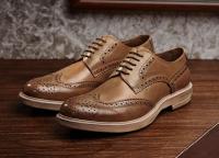 China Handmade Burnished Mens Formal Leather Shoes , Bespoke Mens Brown Lace Up Dress Shoes for sale
