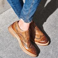 China Handmade Burnished Mens Formal Leather Shoes , Bespoke Mens Brown Lace Up Dress Shoes for sale