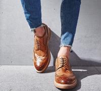 China Handmade Burnished Mens Formal Leather Shoes , Bespoke Mens Brown Lace Up Dress Shoes for sale