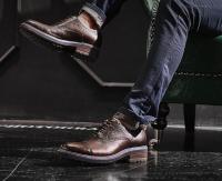 China Woven Formal Mens Leather Dress Shoes Elegant Goodyear Welted Shoes With Two Cap Toe for sale