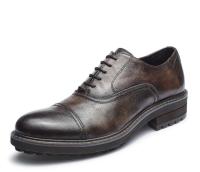 China Woven Formal Mens Leather Dress Shoes Elegant Goodyear Welted Shoes With Two Cap Toe for sale