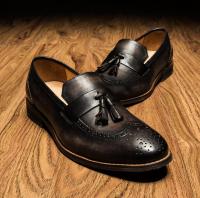 China Spring / Autumn Brown Mens Woven Leather Slip On Shoes For Party for sale