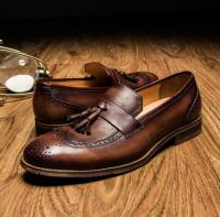 China Spring / Autumn Brown Mens Woven Leather Slip On Shoes For Party for sale