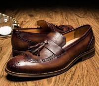 China Spring / Autumn Brown Mens Woven Leather Slip On Shoes For Party for sale
