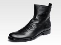 China Round Toe Mens Ankle Boots Genunine Leather Casual Mens Elevator Boots for sale