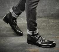China Round Toe Mens Ankle Boots Genunine Leather Casual Mens Elevator Boots for sale