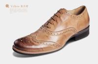 China Soft Men'S Casual Shoes Normal Size Brown Leather Brogue Sneakers for sale