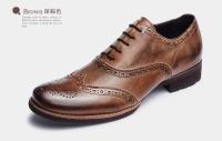 China Soft Men'S Casual Shoes Normal Size Brown Leather Brogue Sneakers for sale