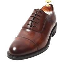 China Plain Toe Mens Brown Lace Up Dress Shoes Sizes Customized With Waxy Leather Finish for sale