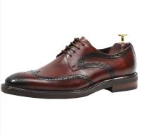 China Derby Style Mens Brown Lace Up Shoes Flat Mens Woven Leather Slip On Shoes for sale