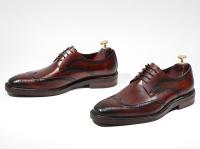 China Derby Style Mens Brown Lace Up Shoes Flat Mens Woven Leather Slip On Shoes for sale