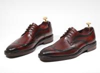 China Derby Style Mens Brown Lace Up Shoes Flat Mens Woven Leather Slip On Shoes for sale