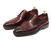 China Derby Style Mens Brown Lace Up Shoes Flat Mens Woven Leather Slip On Shoes for sale