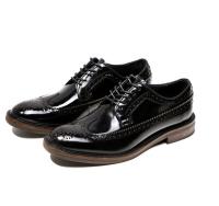 China Brand Italian Mens Leather Shoes Flats Footwear Black Slip On Dress Shoes for sale