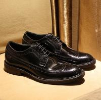 China Brand Italian Mens Leather Shoes Flats Footwear Black Slip On Dress Shoes for sale