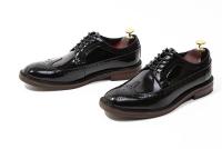 China Brand Italian Mens Leather Shoes Flats Footwear Black Slip On Dress Shoes for sale
