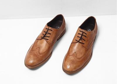 China Genuine Leather Flat Mens Black Oxford Shoes , Classic Vintage Lace Up Dress Shoes for sale