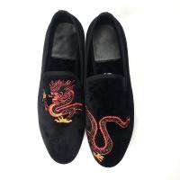 China Slip On Mens Black Suede Tassel Loafers With Red Leather for sale
