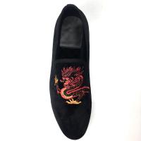 China Slip On Mens Black Suede Tassel Loafers With Red Leather for sale