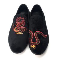 China Slip On Mens Black Suede Tassel Loafers With Red Leather for sale