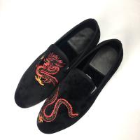 China Slip On Mens Black Suede Tassel Loafers With Red Leather for sale