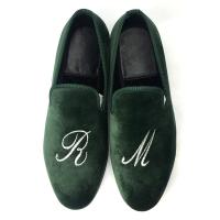 China Luxury Green Mens Velvet Loafers Handmade Velvet Slip On Loafers for sale