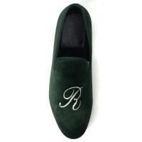 China Luxury Green Mens Velvet Loafers Handmade Velvet Slip On Loafers for sale