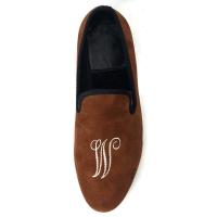 China Leisure Mens Embroidered Velvet Loafers , Royal Luxury Velvet Slippers for sale