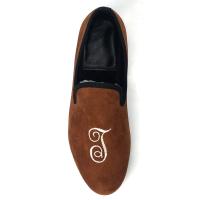 China Leisure Mens Embroidered Velvet Loafers , Royal Luxury Velvet Slippers for sale