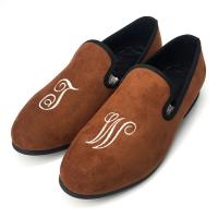 China Leisure Mens Embroidered Velvet Loafers , Royal Luxury Velvet Slippers for sale