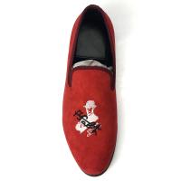 China Red Mens Velvet Loafers Skull Style Custom Mens Flat Casual Shoes Sample Available for sale