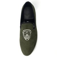 China Leisure Light Green Mens Velvet Loafers / Mens Prince Albert Slippers for sale