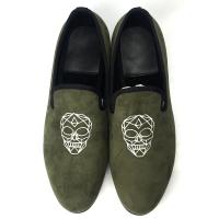 China Leisure Light Green Mens Velvet Loafers / Mens Prince Albert Slippers for sale