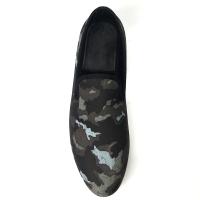 China Embroidered Mens Black Suede Loafers Shoes Luxury Sheepskin Dress Shoes for sale