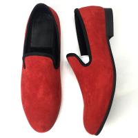 China Royal Style Men'S Velvet Slippers Embroidered Mens Velvet Burgundy Loafers for sale