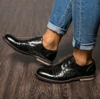 China Patina Crocodile Skin Shoes for Men, Brogue Wingtips Exotic Leather Men Shoes for sale